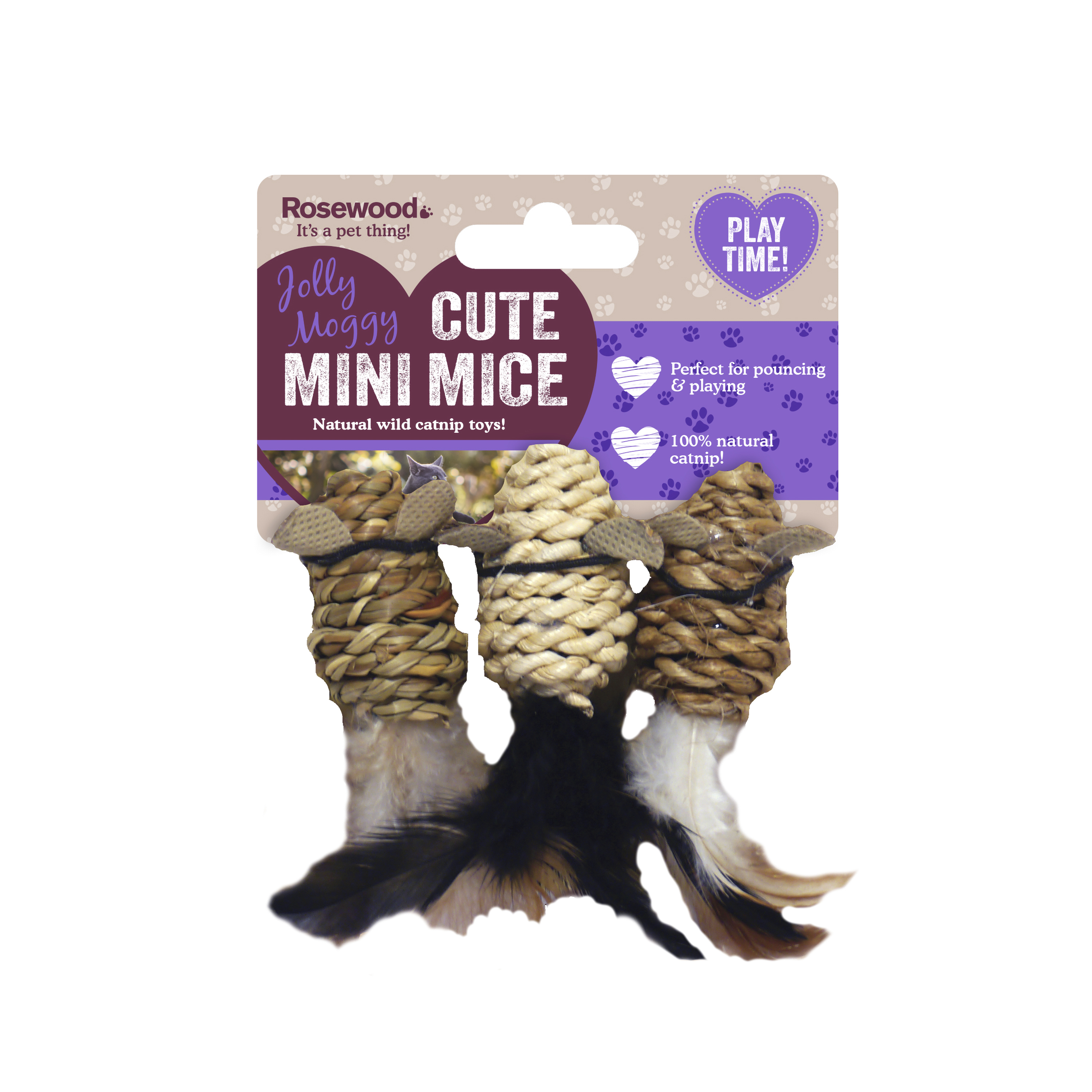 Kattleksak Rosewood Catnip Mini Mice 3-p