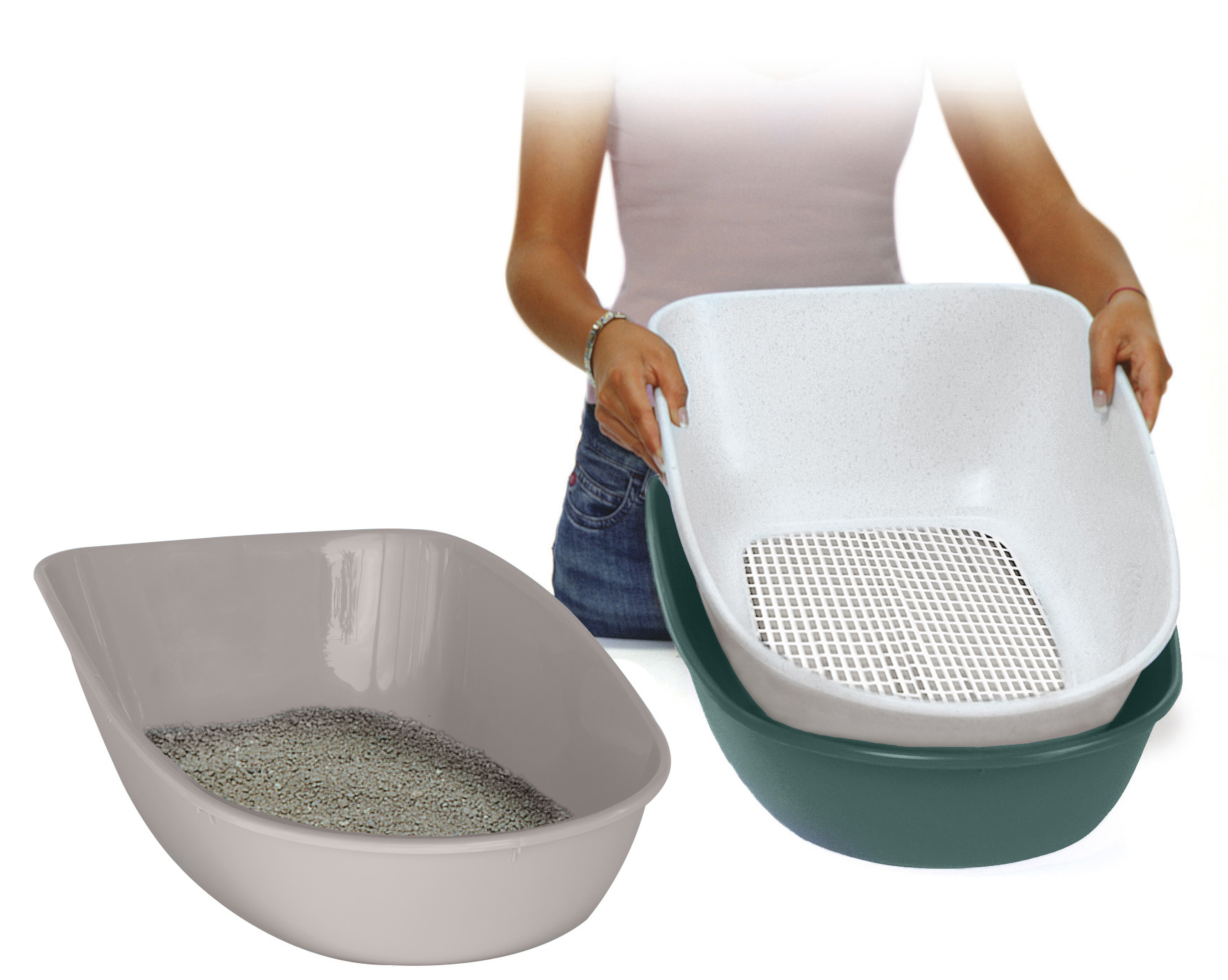 Kattlåda Kerbl med sil Furba Grön 59x39x22cm