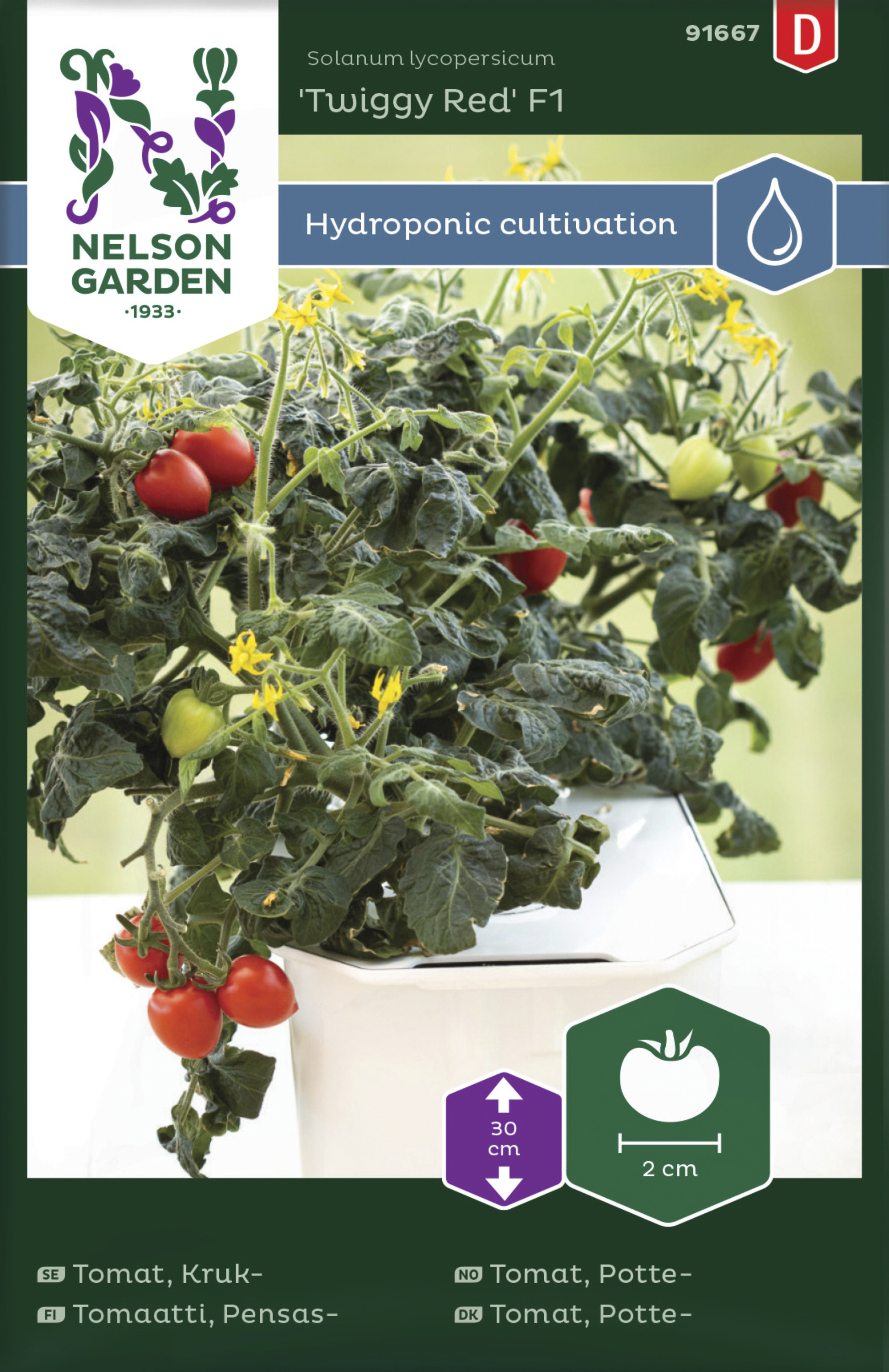 Fröer Nelson Garden Kruktomat Twiggy Red Hydroponisk odling