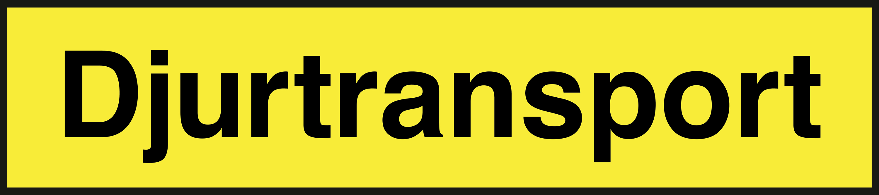 Skylt 'Djurtransport' Gul Liggande 900x200mm